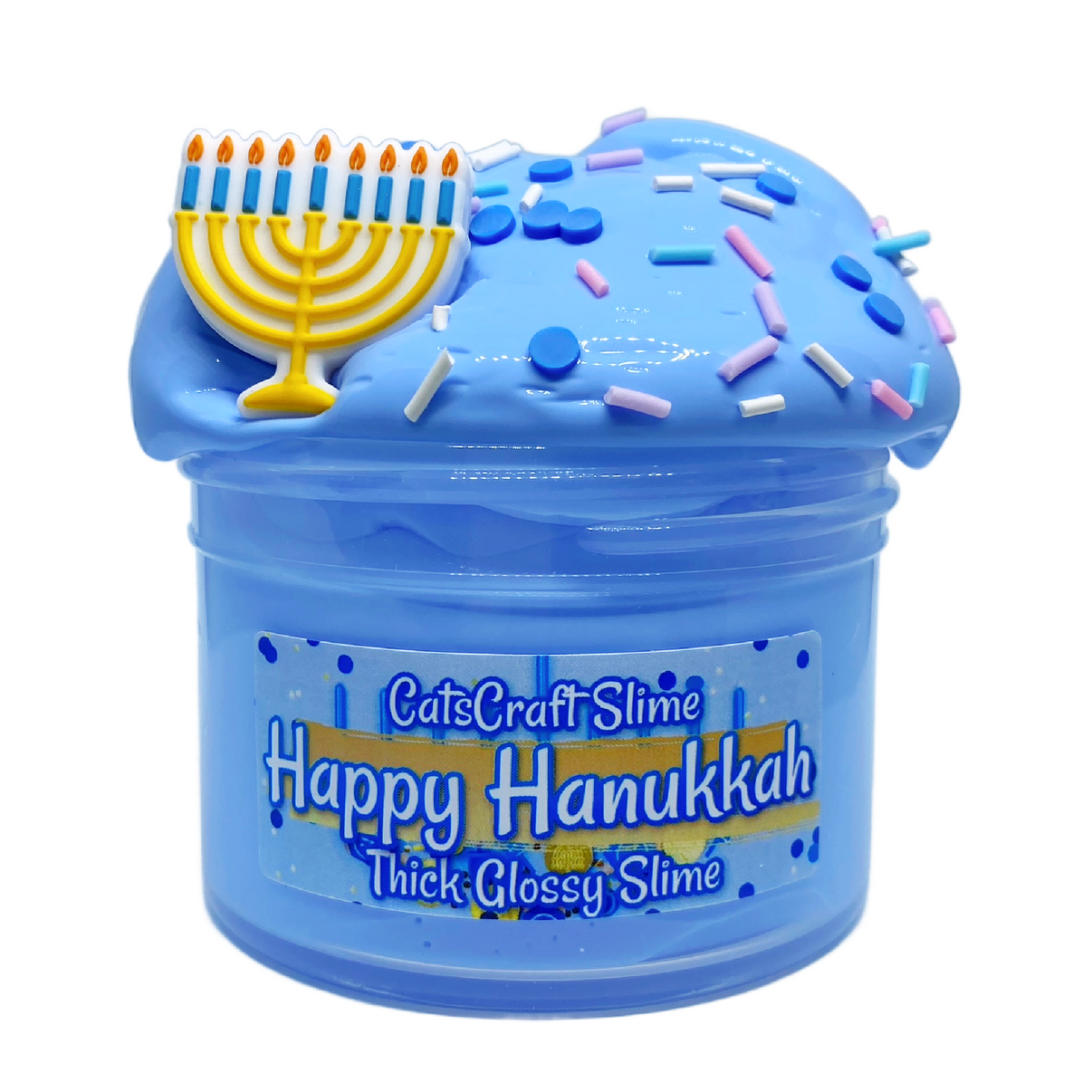 "Happy Hanukkah" Thick Glossy Slime – CatsCraftSlime