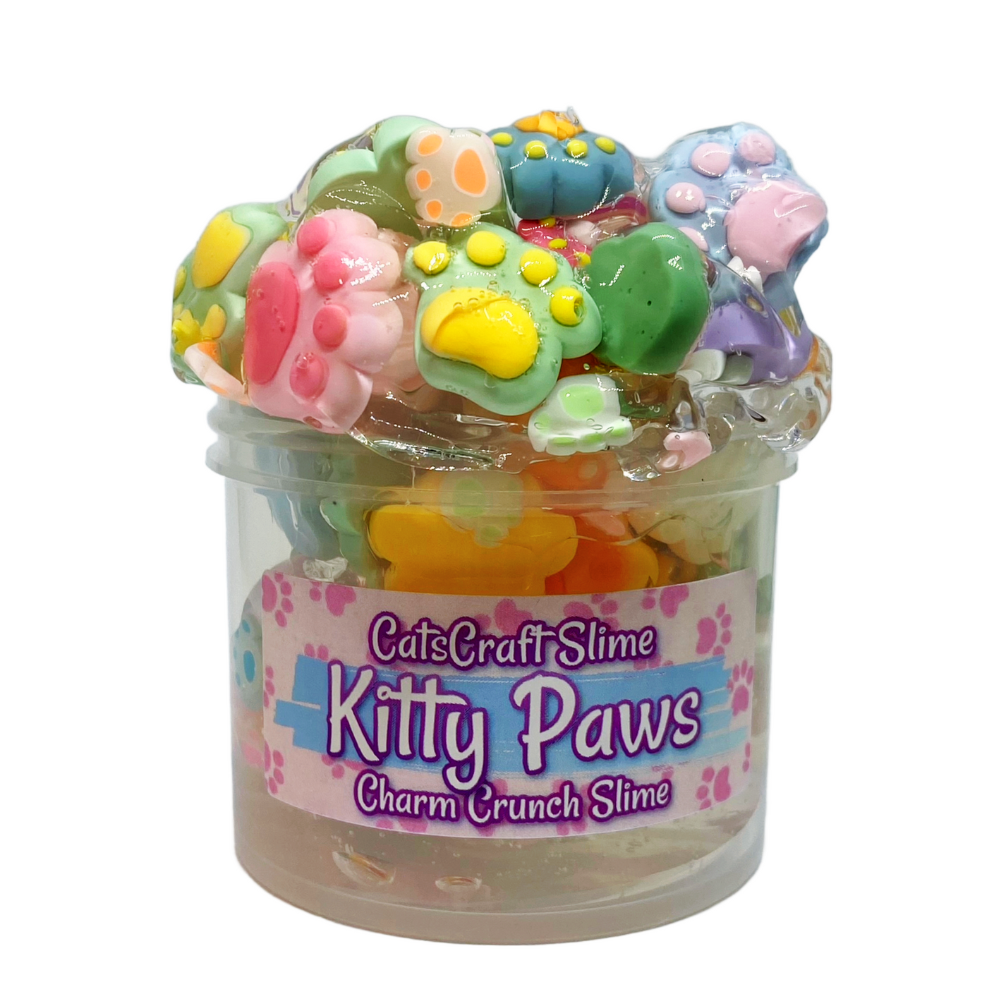 "Kitty Paws" - Charm Crunch Clear Slime – CatsCraftSlime